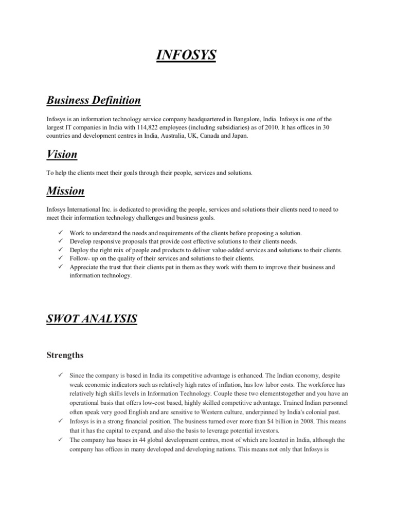 Infosys Mission, Vision, and Clients | PDF | Business