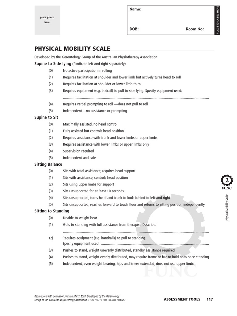 Physical Mobility Scale PMS | PDF