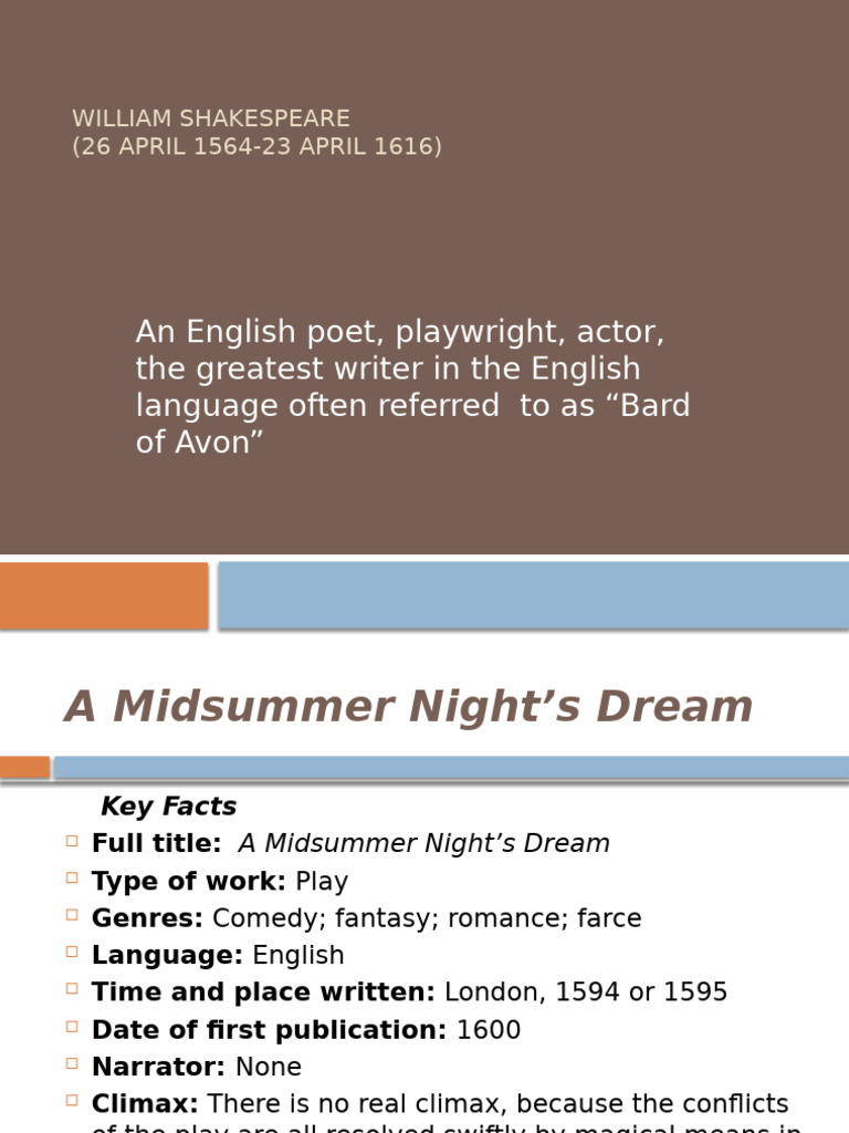 Presentation On A Midsummer Night's Dream | PDF