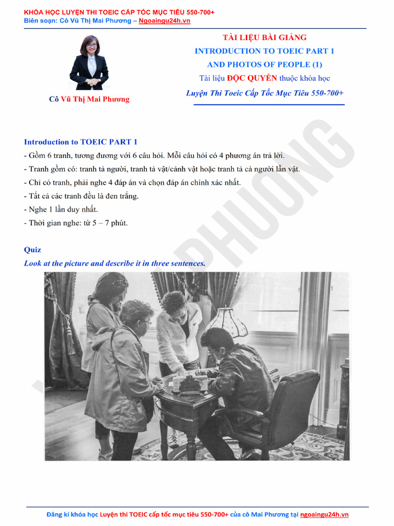 Introduction To TOEIC PART 1 and Photos of People | PDF