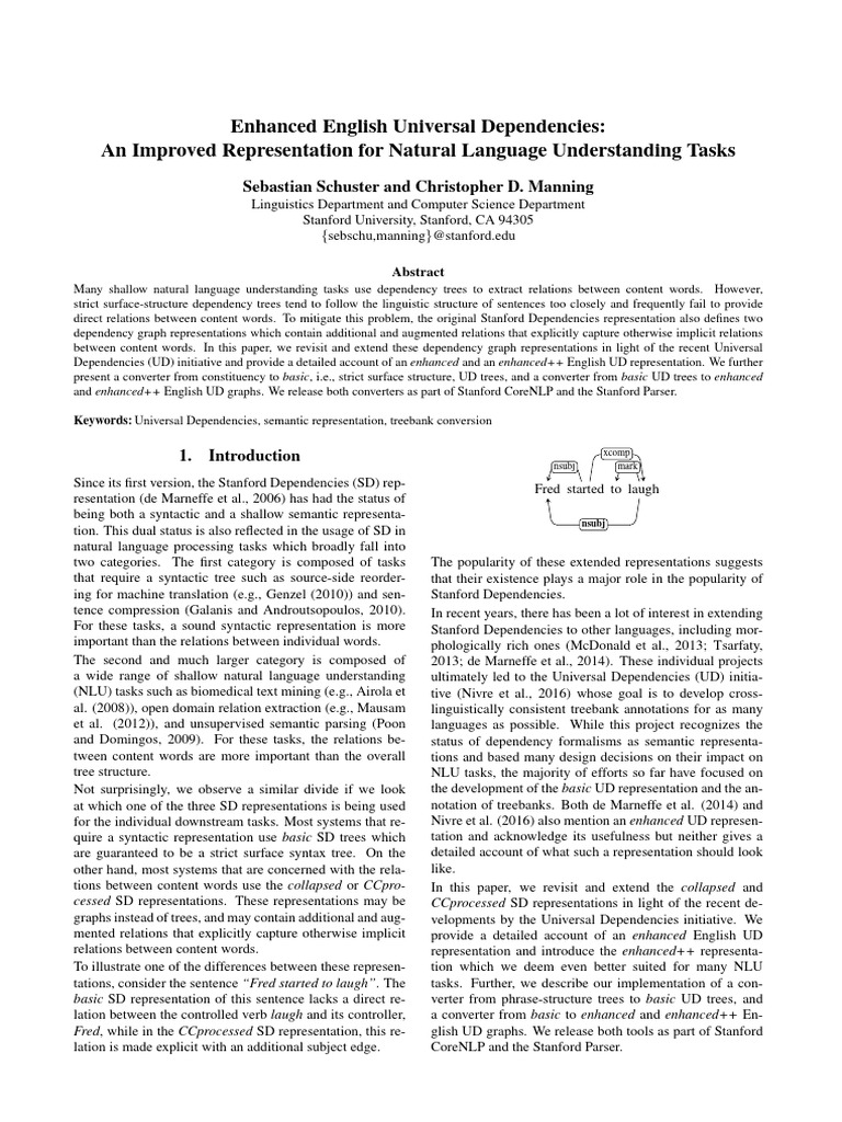 Enhanced English Universal Dependencies: An Improved Representation For Natural Language ...