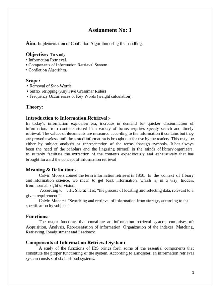 Assignment No. 01 Conflation | PDF