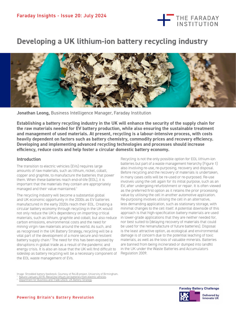 Faraday Institute Battery Recycling Insights 1720080660 | PDF