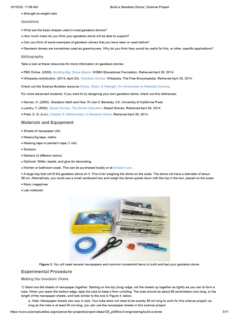 Build A Geodesic Dome - Science Project | PDF