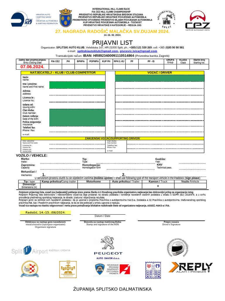 2024 Prijavni List | PDF