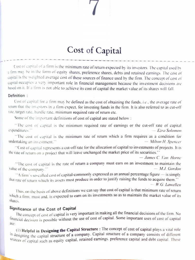 Cost of Capital Notes | PDF