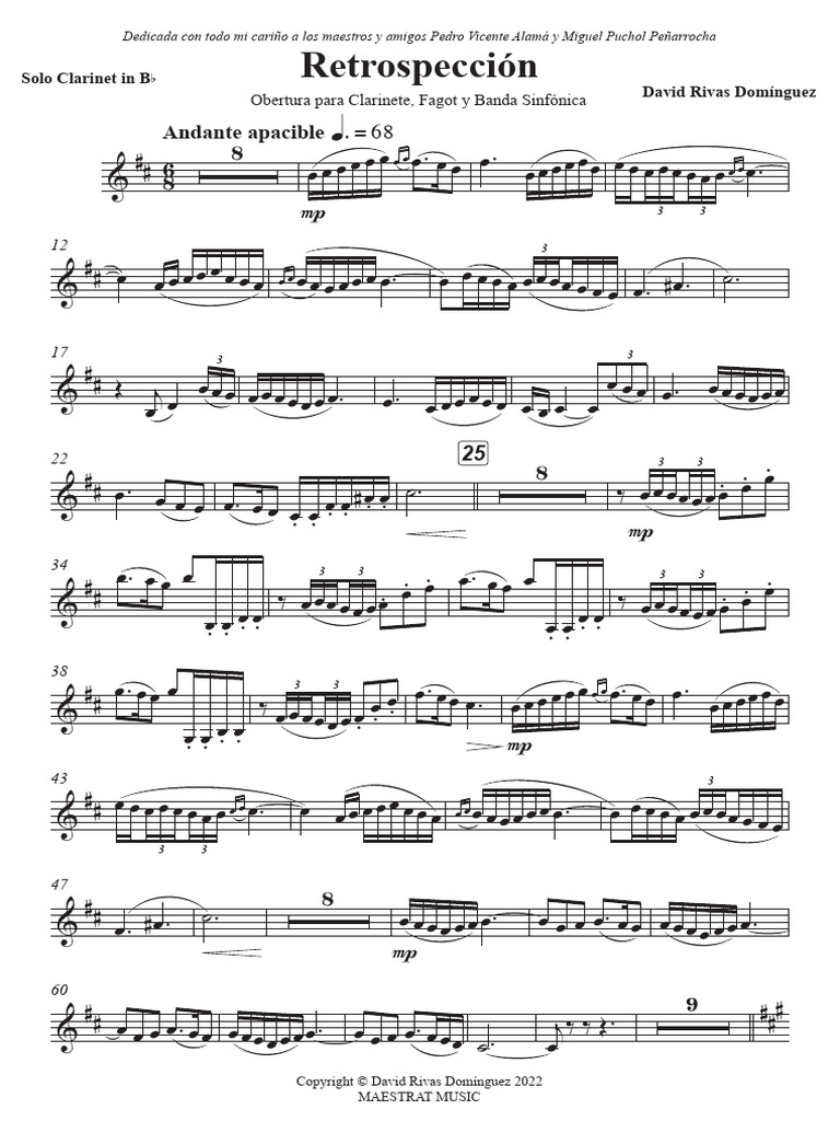 Retrospección - Solo Clarinet in BB | PDF