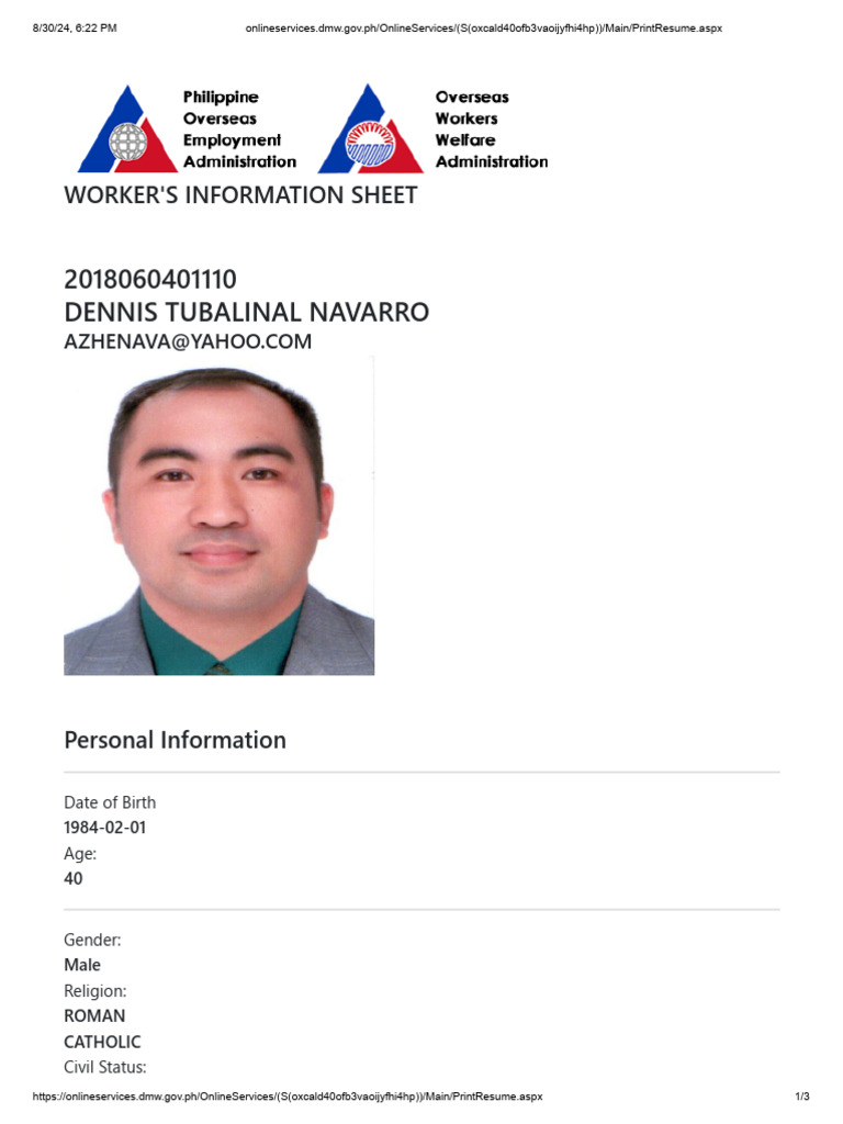 DEnnis Navarro E REG 2024 | PDF