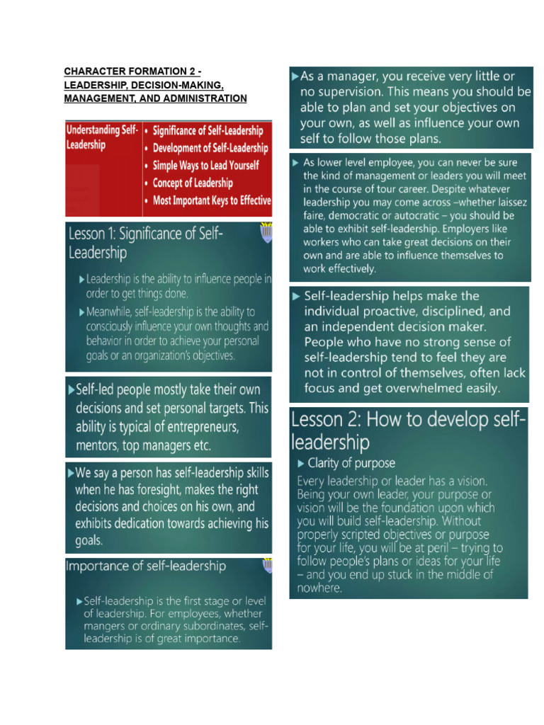 CHARACTER-FORMATION-2-LEADERSHIP-DECISION-MAKING-MANAGEMENT-AND-ADMINISTRATION | PDF