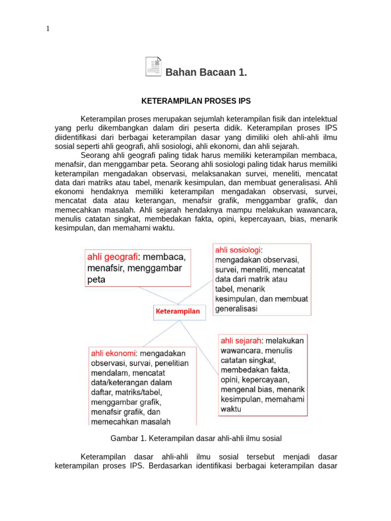 Bahan Bacaan Keterampilan Proses IPS | PDF