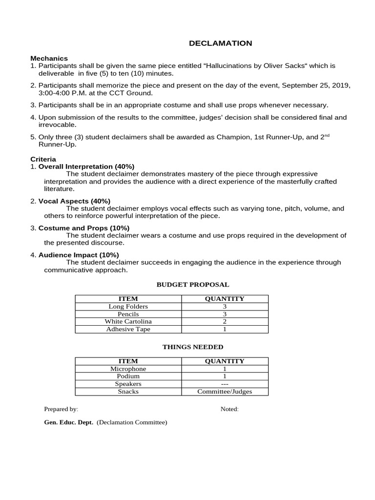 Mechanics Declamation | PDF
