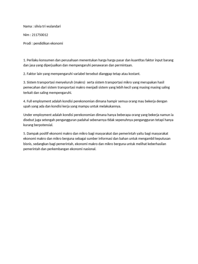 Silvia Ekonomi Mikro Uts | PDF