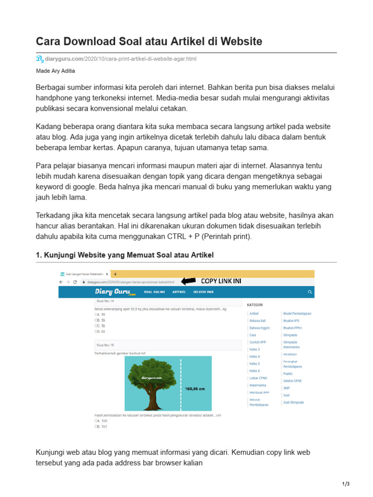 Cara Download Soal Atau Artikel Di Website | PDF