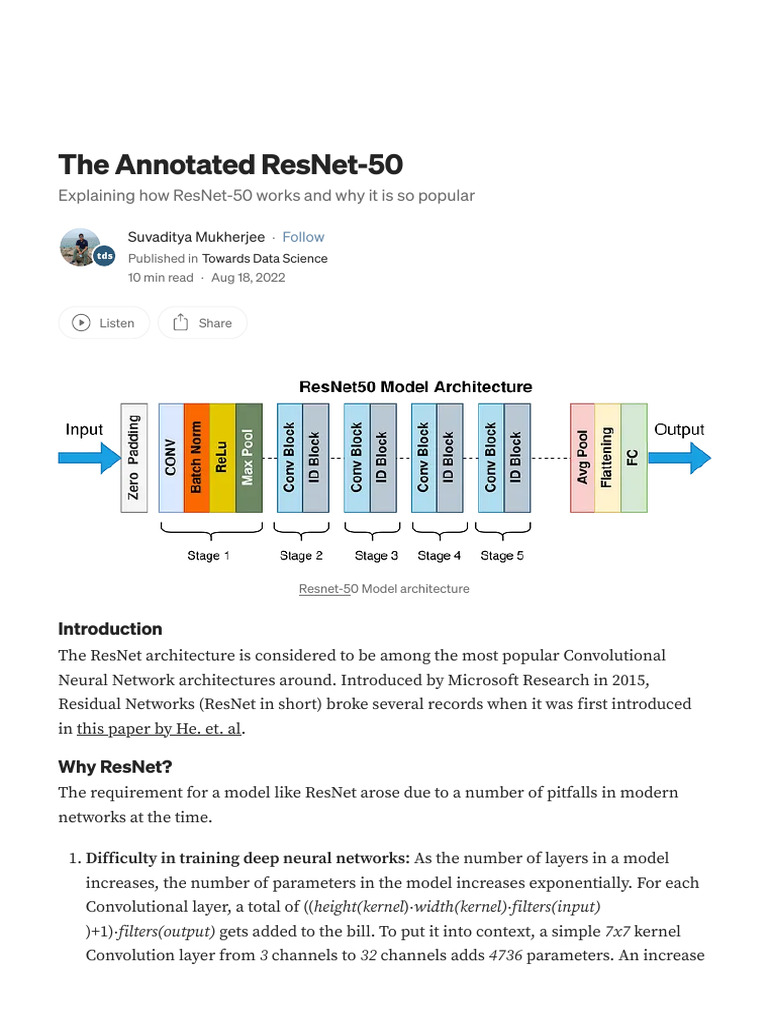 The Annotated ResNet-50. Explaining How ResNet-50 Works and Why | PDF The Annotated ResNet-50. Explaining How ResNet-50 Works and Why | PDF
