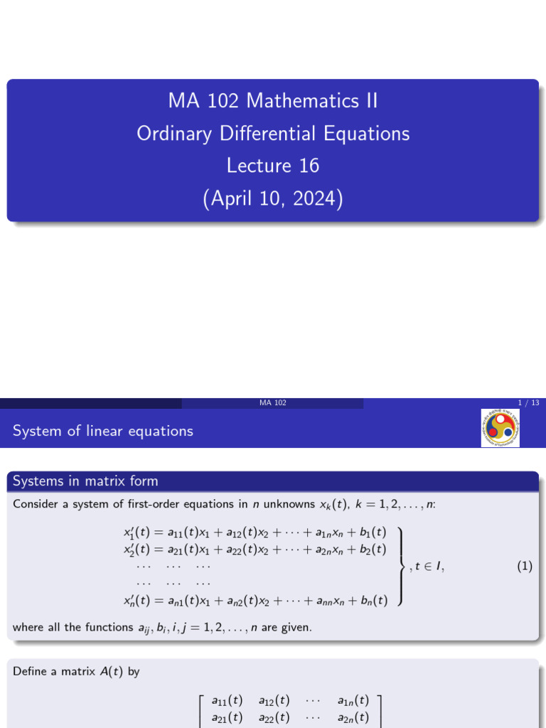 MA102 Lec16 Handout | PDF