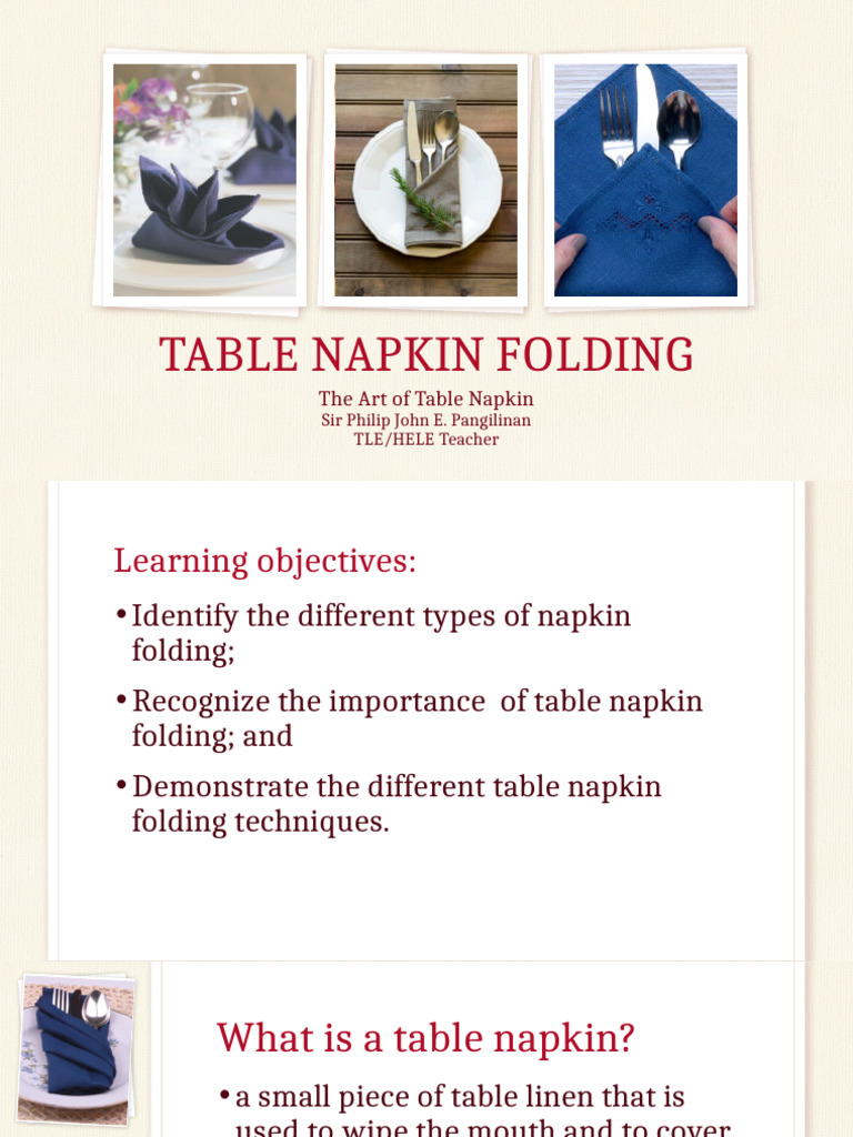 Table Napkin Folding and Table Setting | PDF