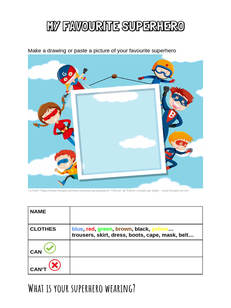 My Favourite Superhero Worksheet | PDF