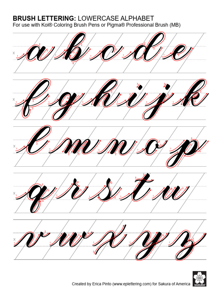 Brush Lettering - Lowercase Alphabet | PDF