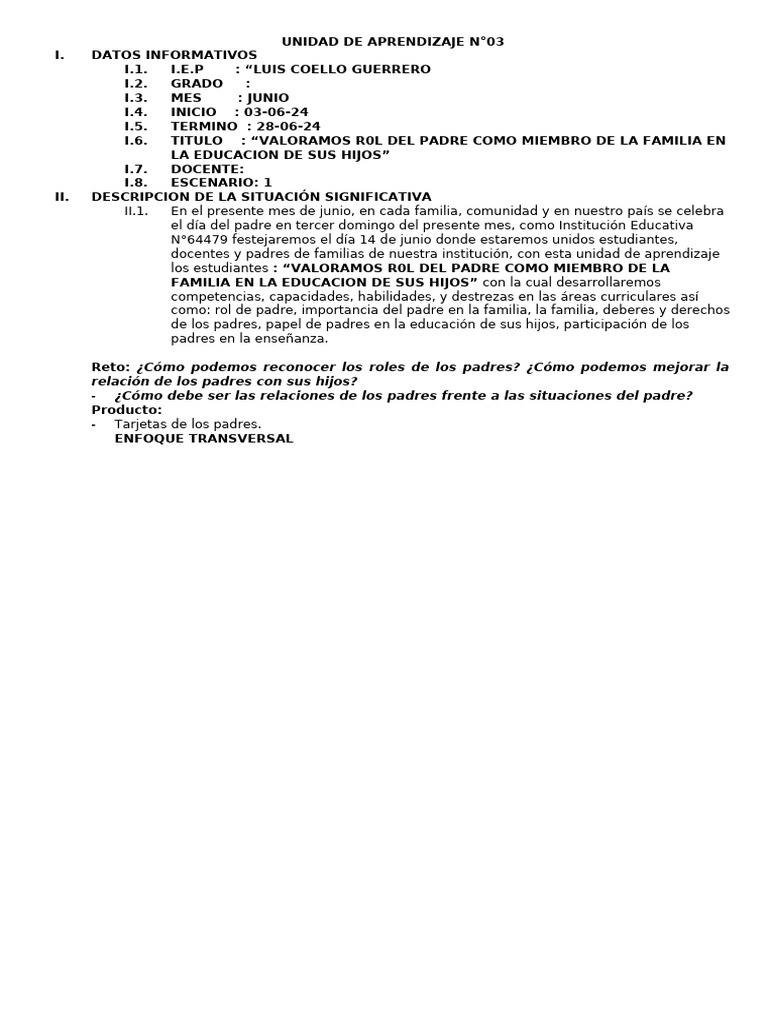 PROYECTO DE APRENDIZAJE 01 | PDF