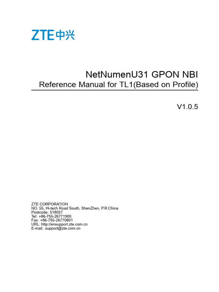 TL1 (Based On Profile) - 202406 NetNumenU31 GPON NBI Manual For | PDF | Computer Network | Port ...