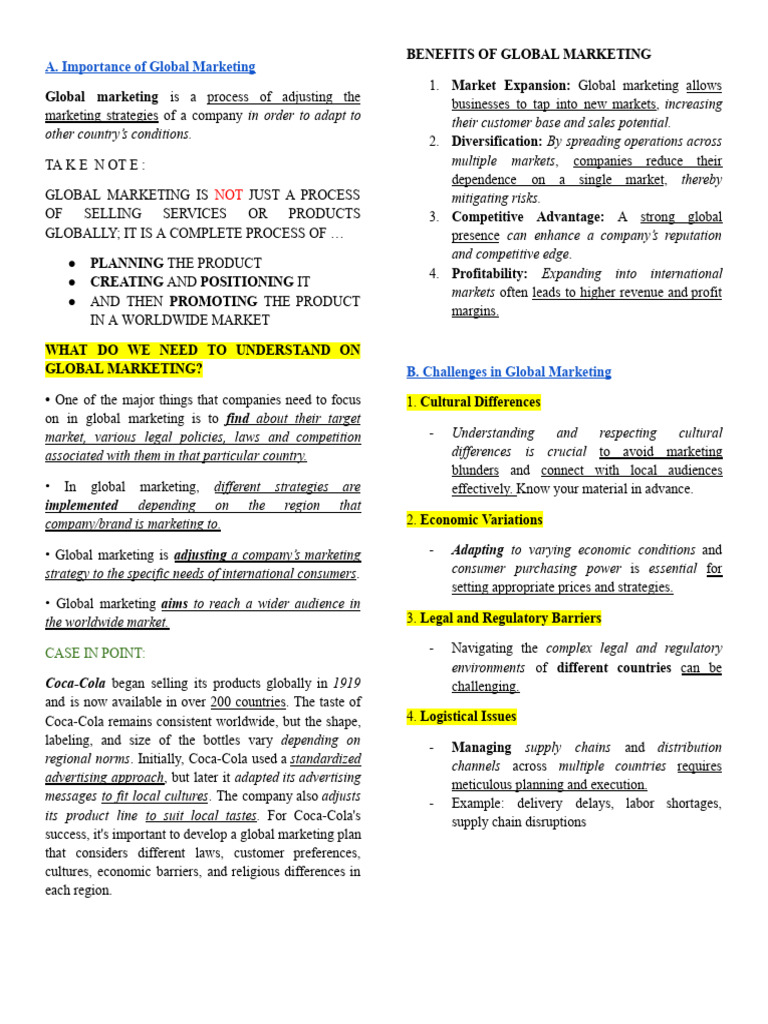 Global Marketing Reviewer | PDF