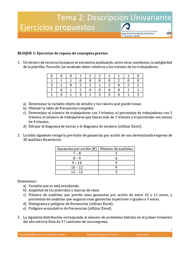 Tema 2a - Ejercicios propuestos | PDF