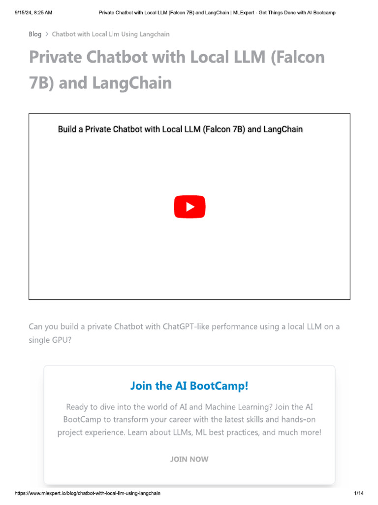 Private Chatbot With Local LLM (Falcon 7B) and LangChain | PDF