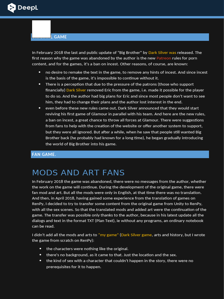 EN - BigBrother - RenPy - Why Last Update (DeepL) | PDF