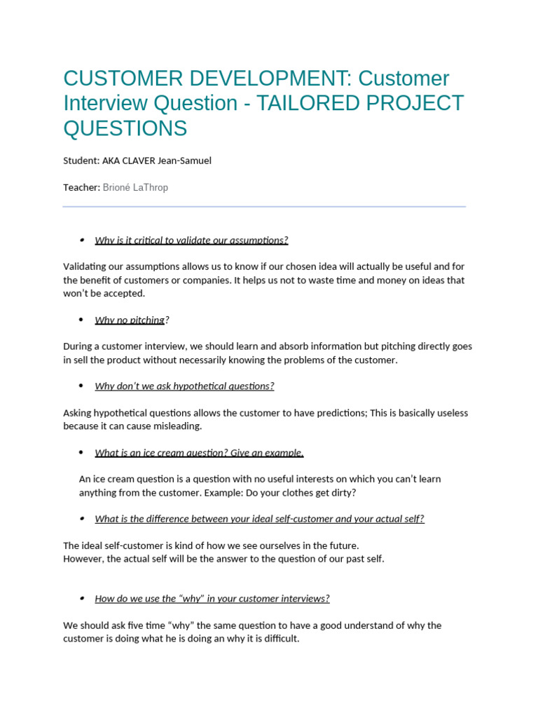 Customer Interview Strategies for Success | PDF | Empathy | Career & Growth