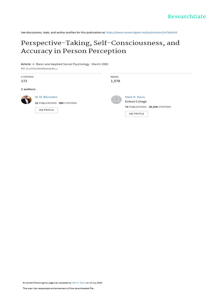 Perspective Taking Self Consciousness and Accuracy in Person Perception ...