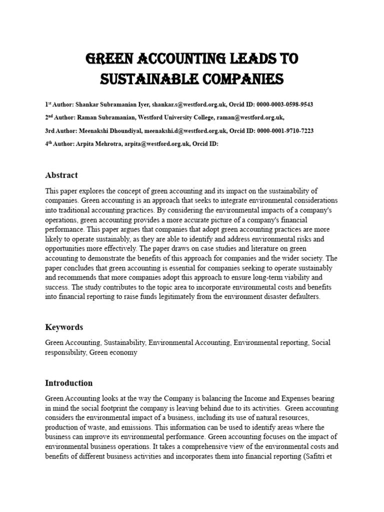 Green Accounting | PDF