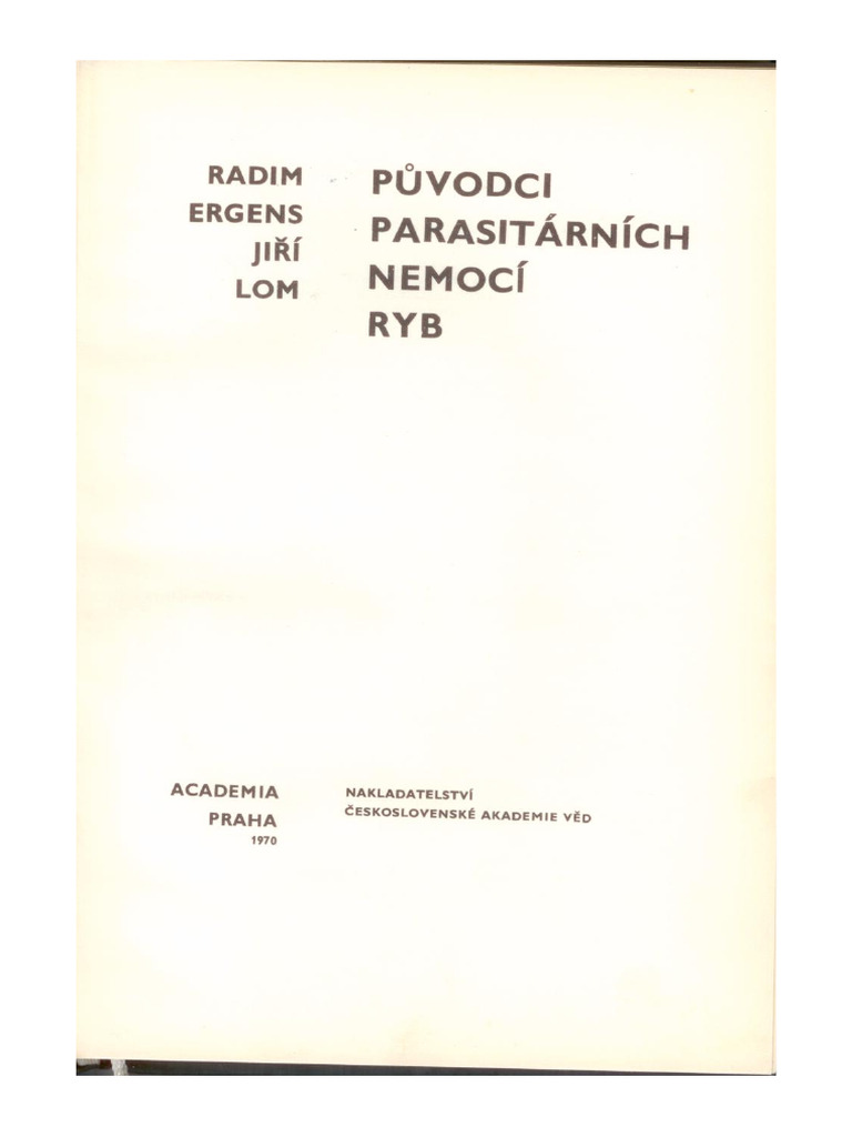 Puvodci Parasitarnich Nemoci Ryb Lom, Ergens | PDF