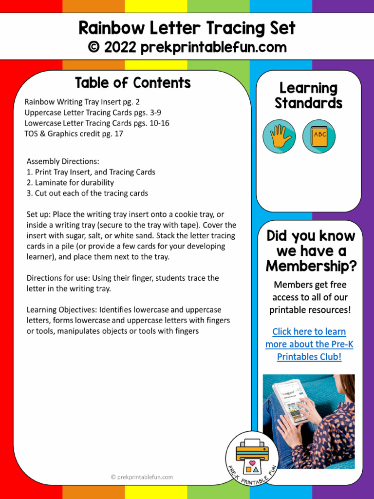 Rainbow Letter Tracing Set | PDF