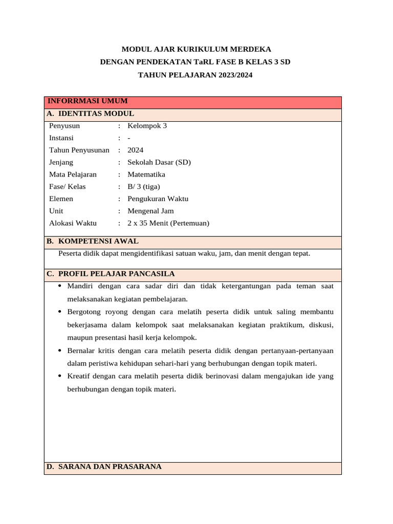 Modul Ajar Kurikulum Merdeka - Ppa II | PDF