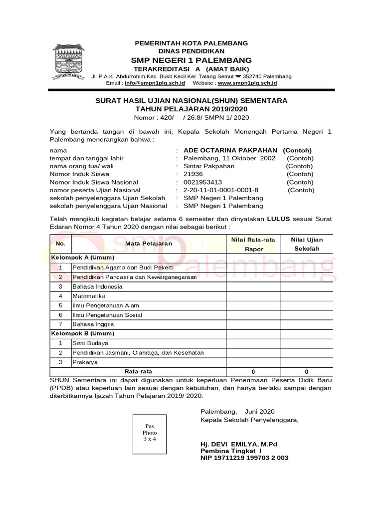 Skhun Sementara Tp. 2019-2020 | PDF