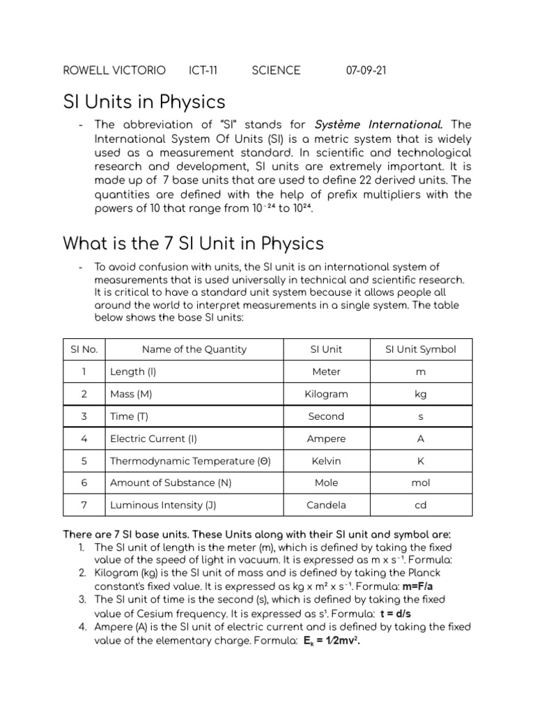 SI Units | PDF