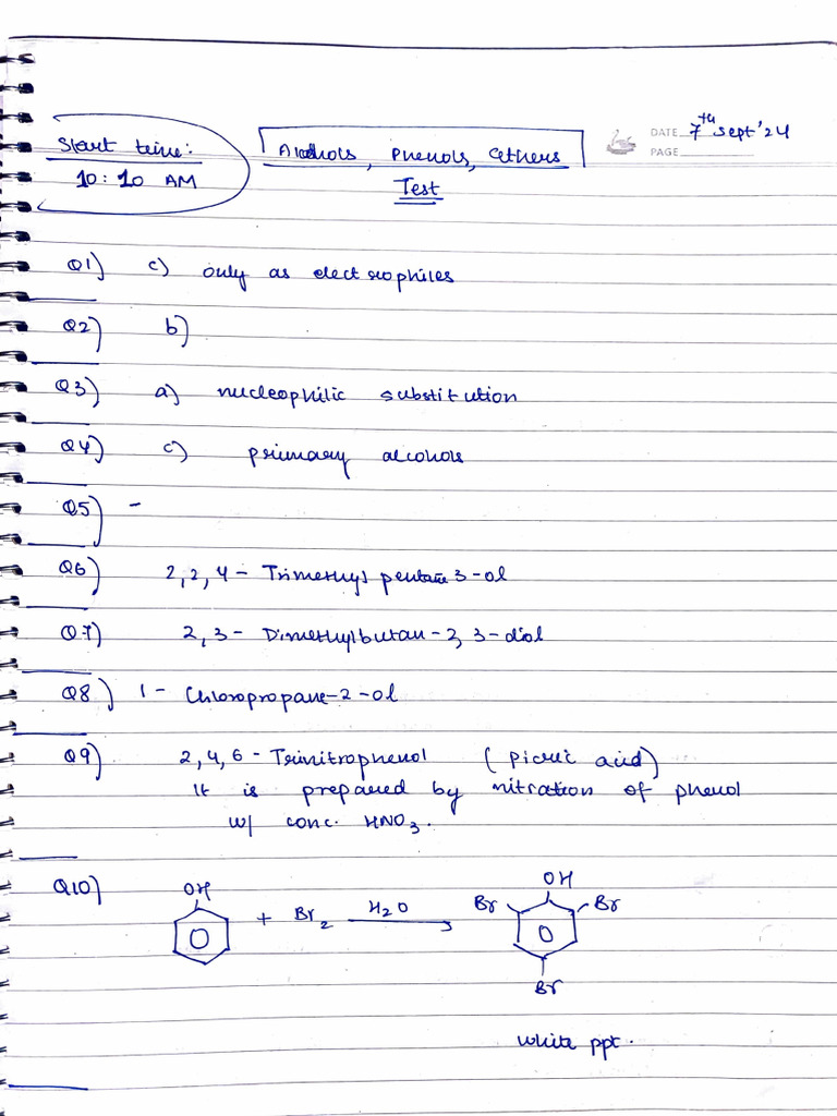 Answers - Alcohols Phenols | PDF