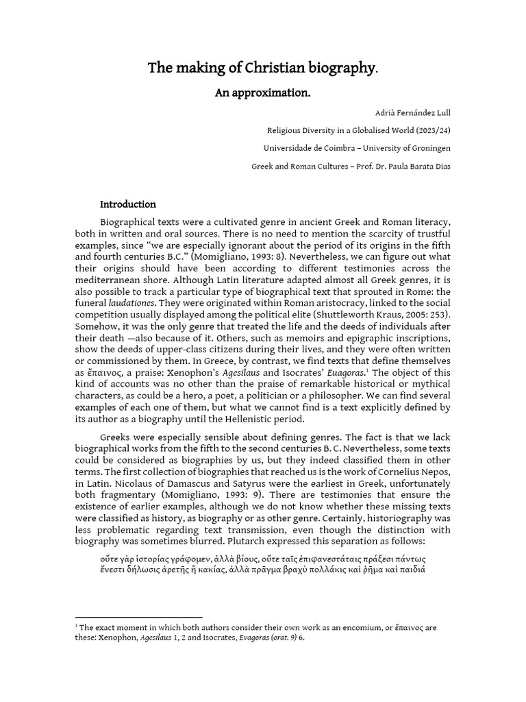 Origins of Christian Biography | PDF | Eusebius | Constantine The Great