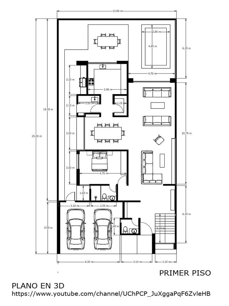 Plano de 12x25 Metros (Primer Piso) | PDF
