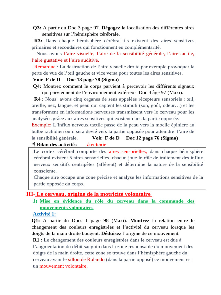 L'aire Visuelle, L'aire de La Sensibilité Générale, L'aire Tactile, L ...