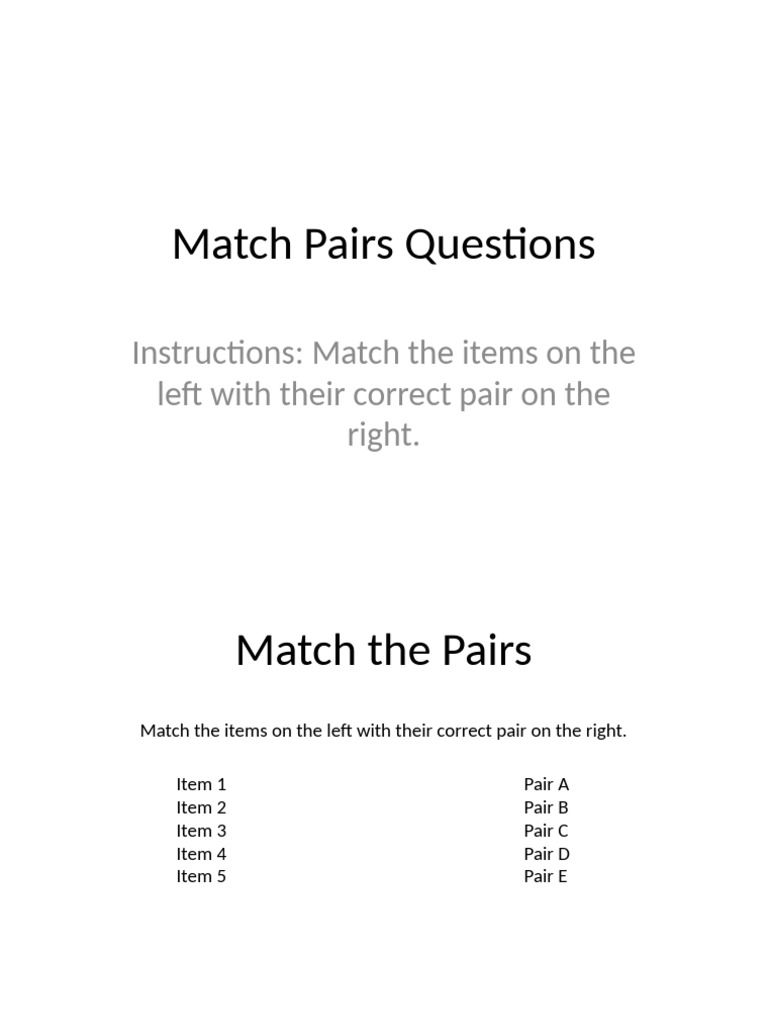 Match_Pairs_Template | PDF