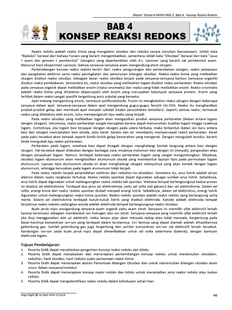 Bab 4. Konsep Reaksi Redoks Edit | PDF