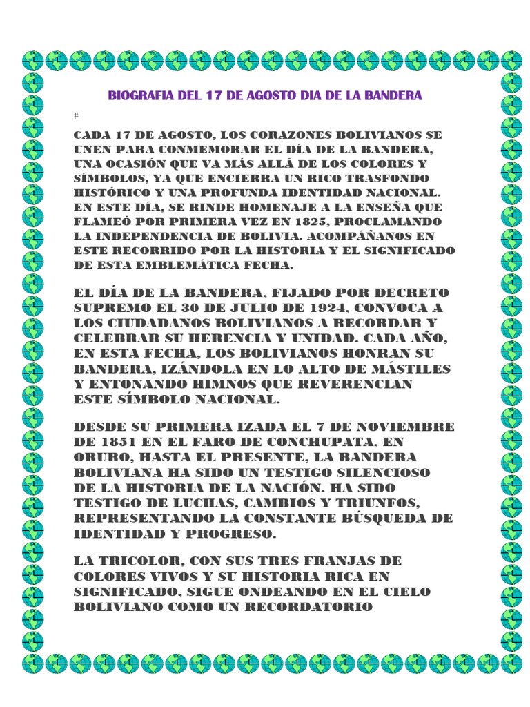 Trabajo Del Dia de La Bandera en Bolivia | PDF