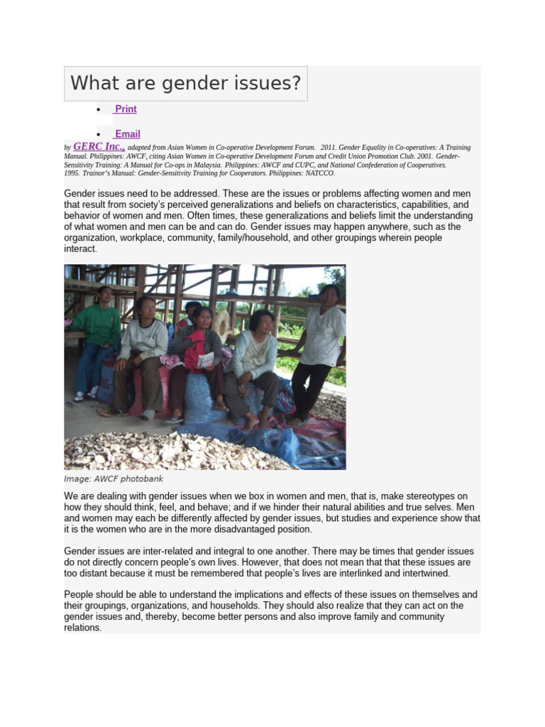 What Are Gender Issues | PDF | Woman | Poverty