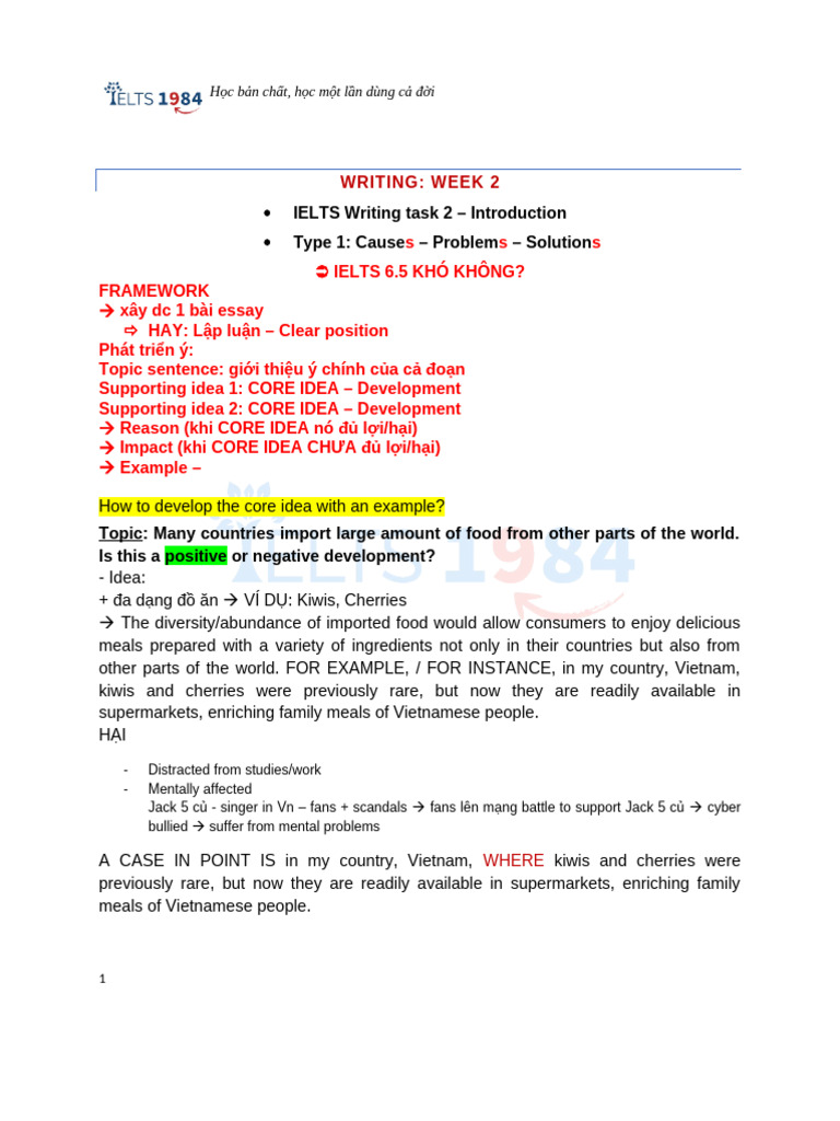 Writing Week 2 - Note | PDF