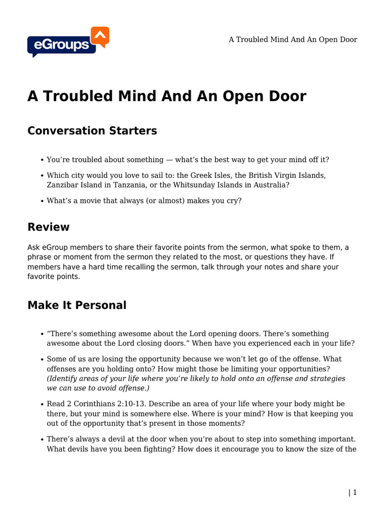 A Troubled Mind and An Open Door | PDF