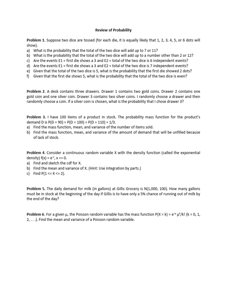 PQ1-Review of Probability | PDF