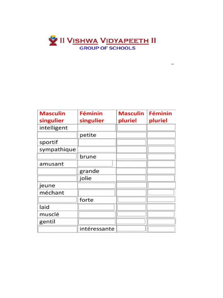 French Worksheet 1 | PDF