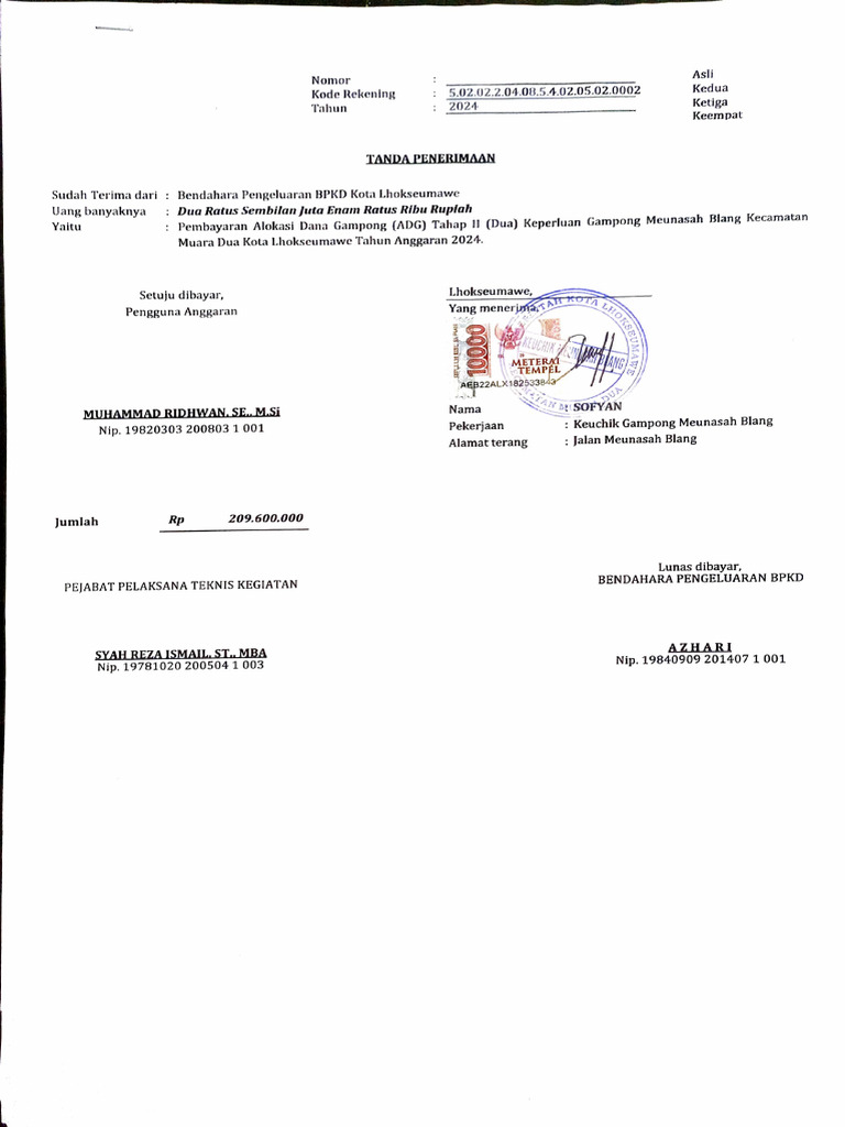 ADG Tahap II Meunasah Blang | PDF