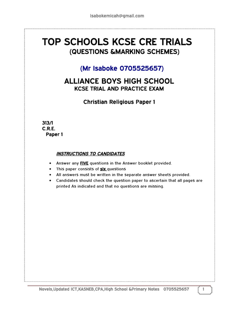 Top School Cre Trials Kcse | PDF